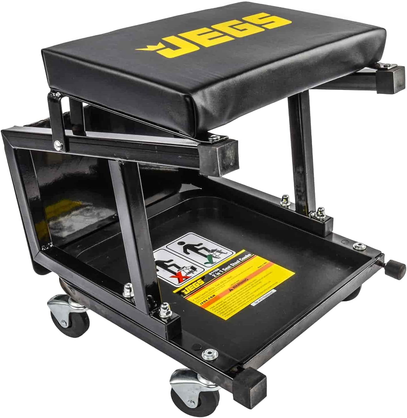 JEGS Mechanic Seat and Step Stool | 300 LBS Capacity | Padded Seat ...
