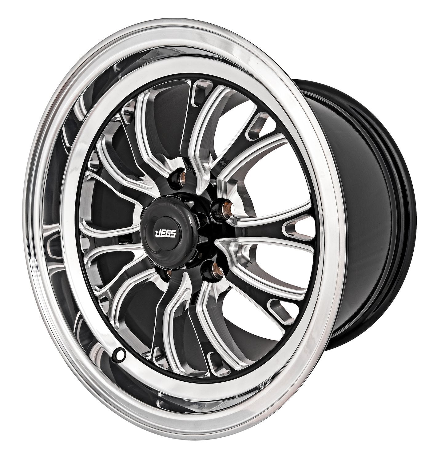 JEGS SSR Spike Wheel [Size: 15" x 10"] Polished Lip with Black Milled ...