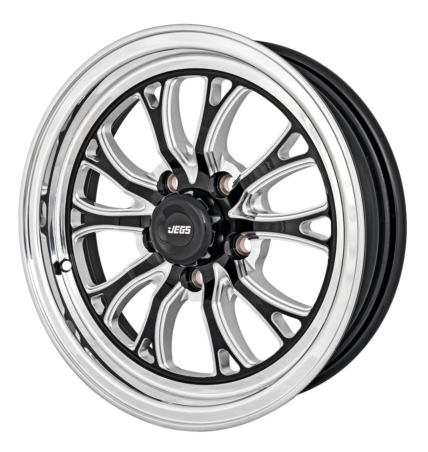 JEGS SSR Spike Wheel [Size: 15" x 4"] Polished Lip with Black Milled ...