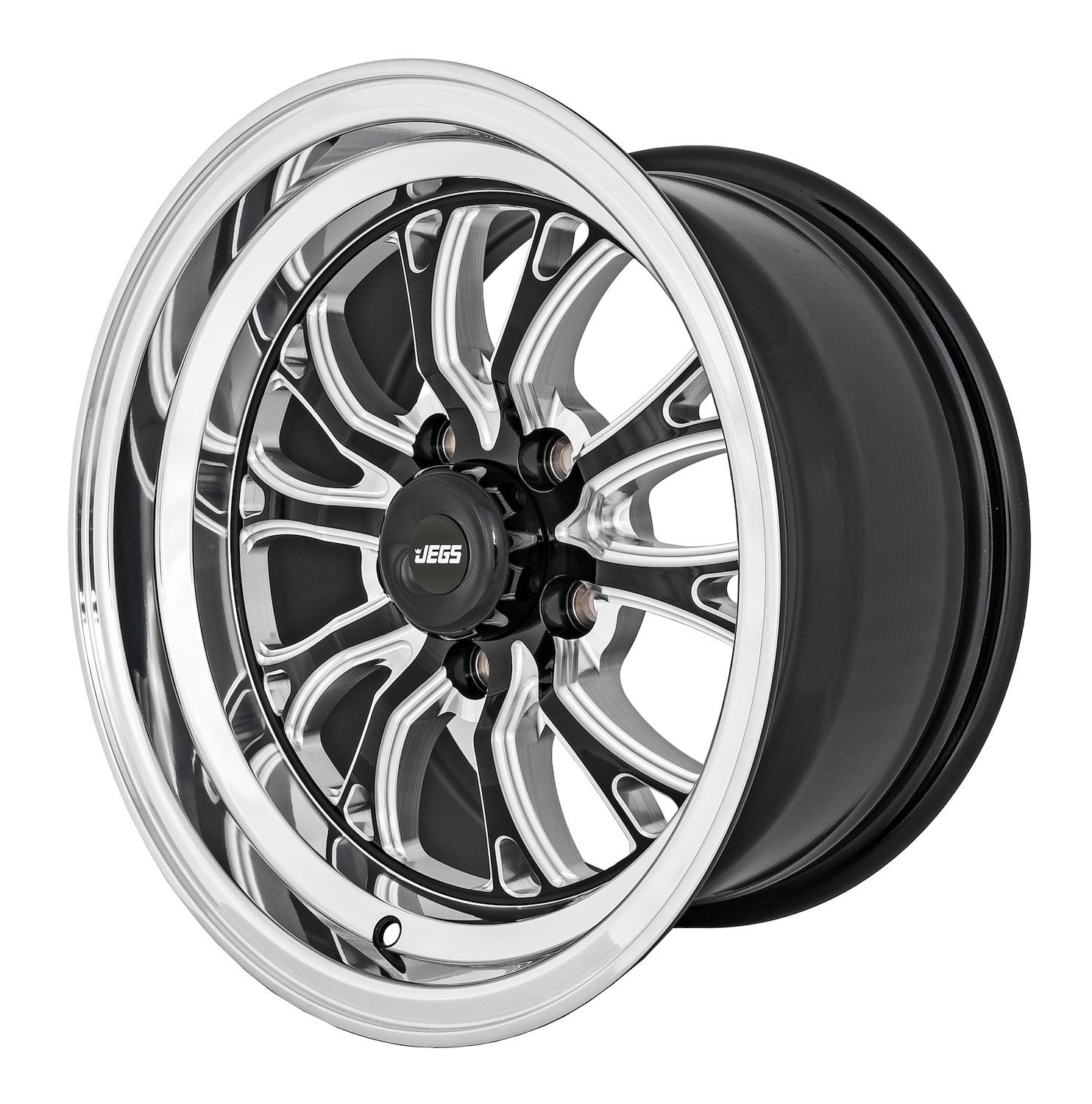 JEGS SSR Spike Wheel [Size: 15" x 8"] Polished Lip with Black Milled ...