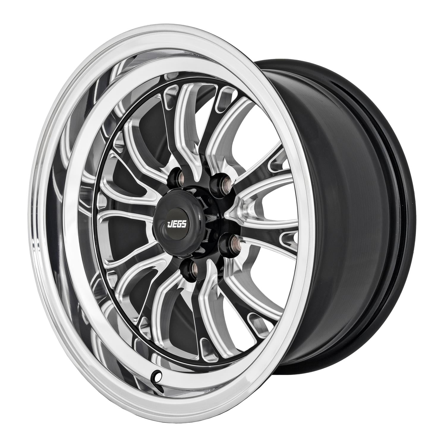 JEGS SSR Spike Wheel [Size: 15" x 8"] Polished Lip with Black Milled ...