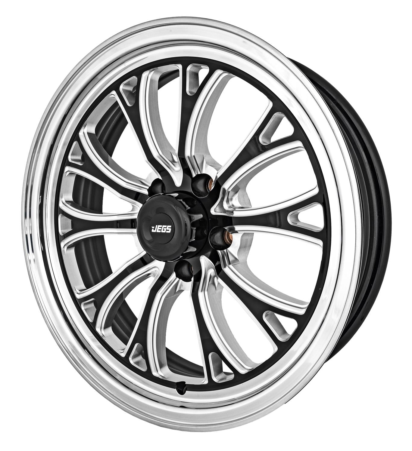 JEGS SSR Spike Wheel [Size: 17" x 4.5"] Polished Lip with Black Milled ...