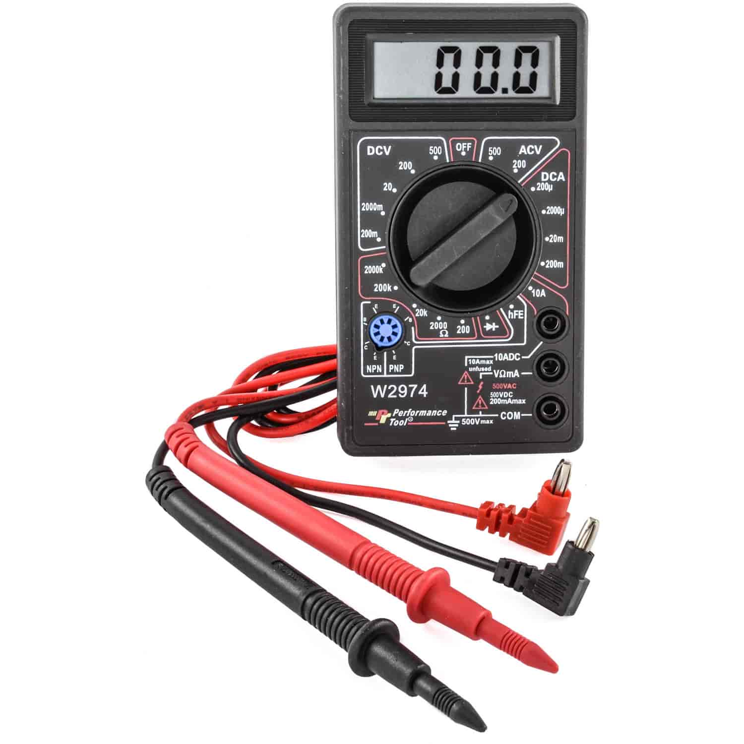 JEGS W2974 Digital Multimeter LCD On/Off Switch Low Battery & Over ...