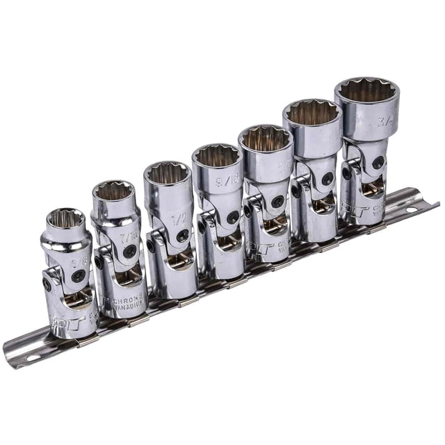 JEGS W38980 7-Piece Socket Set 3/8 in. Drive SAE Flex Design Includes ...
