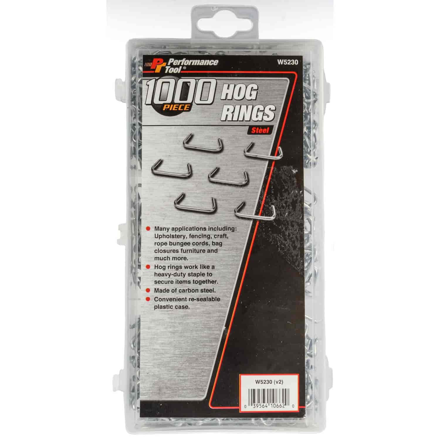 JEGS W5230 Hog Rings 1000 Pieces Carbon Steel Includes 3 Compartment ...