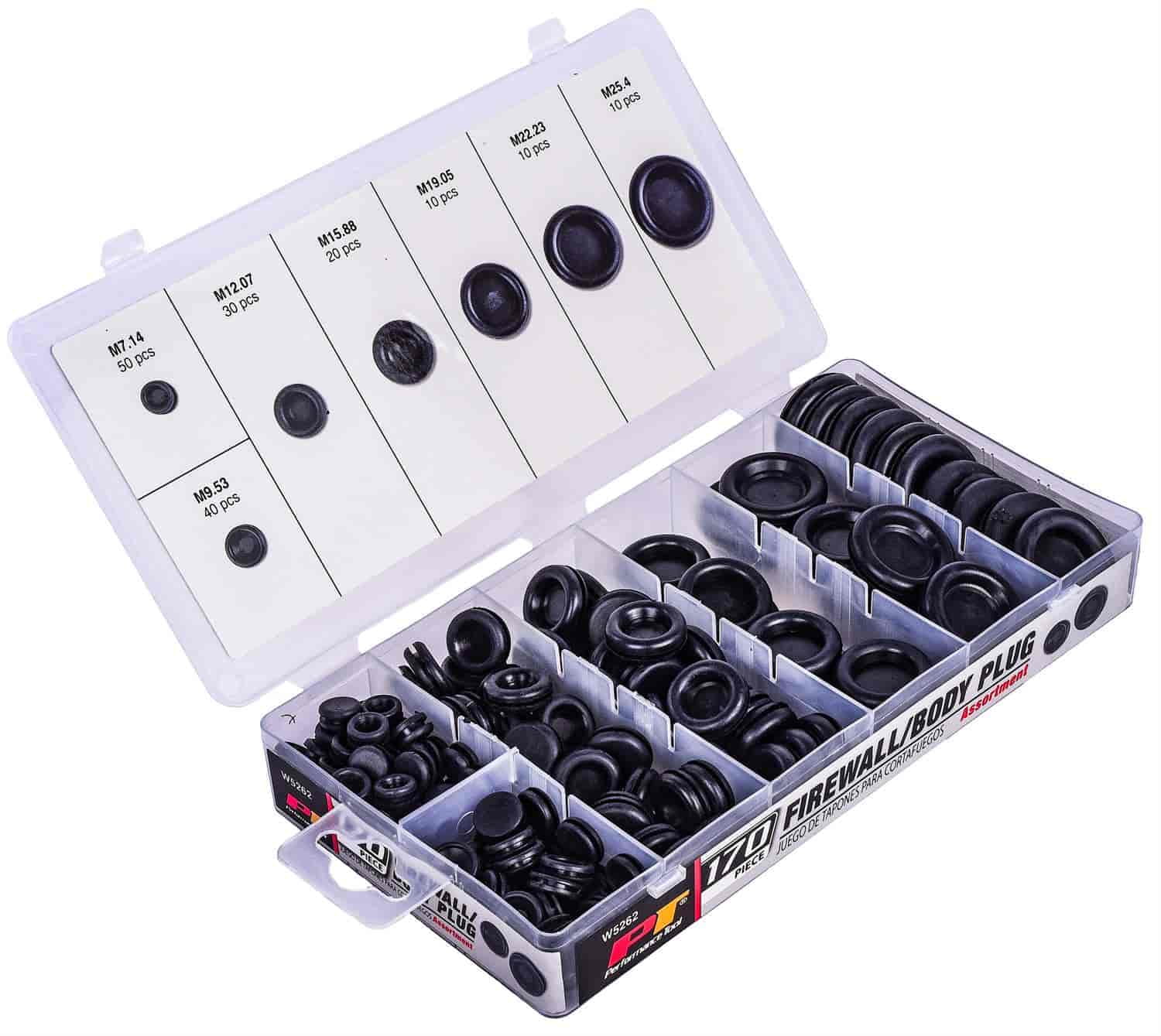 Performance Tool W5262 170pc Rubber Grommet Assortment Kit in Divided ...