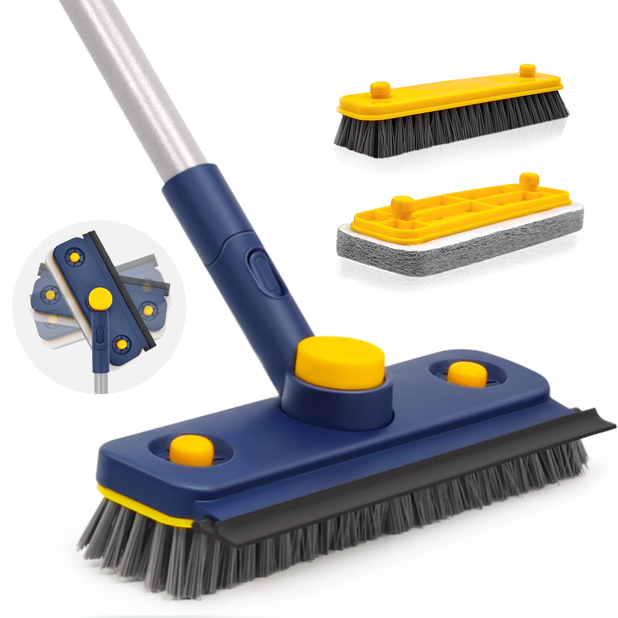 JEHONN 58 Inches Long Handled Tub Tile Scrubber Brush and Squeegee Blue ...