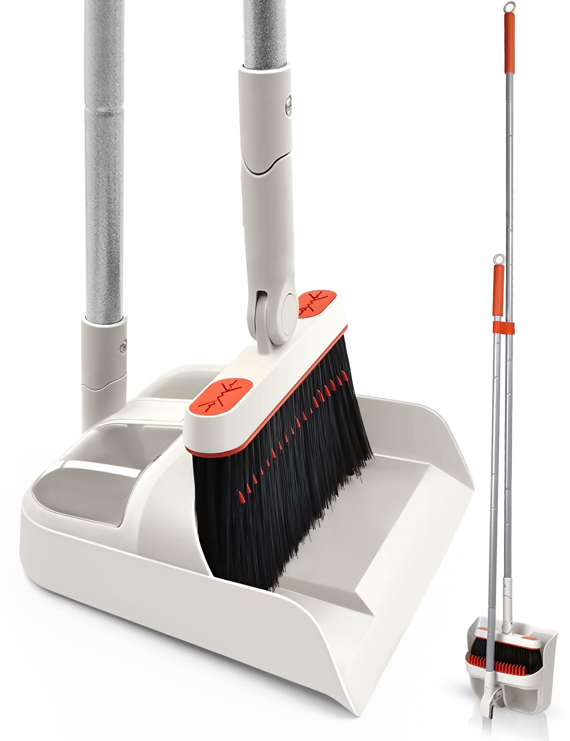JEHONN, Broom and Dust Pan Set, 54 in Long Handle, Gray&Red - Walmart.com