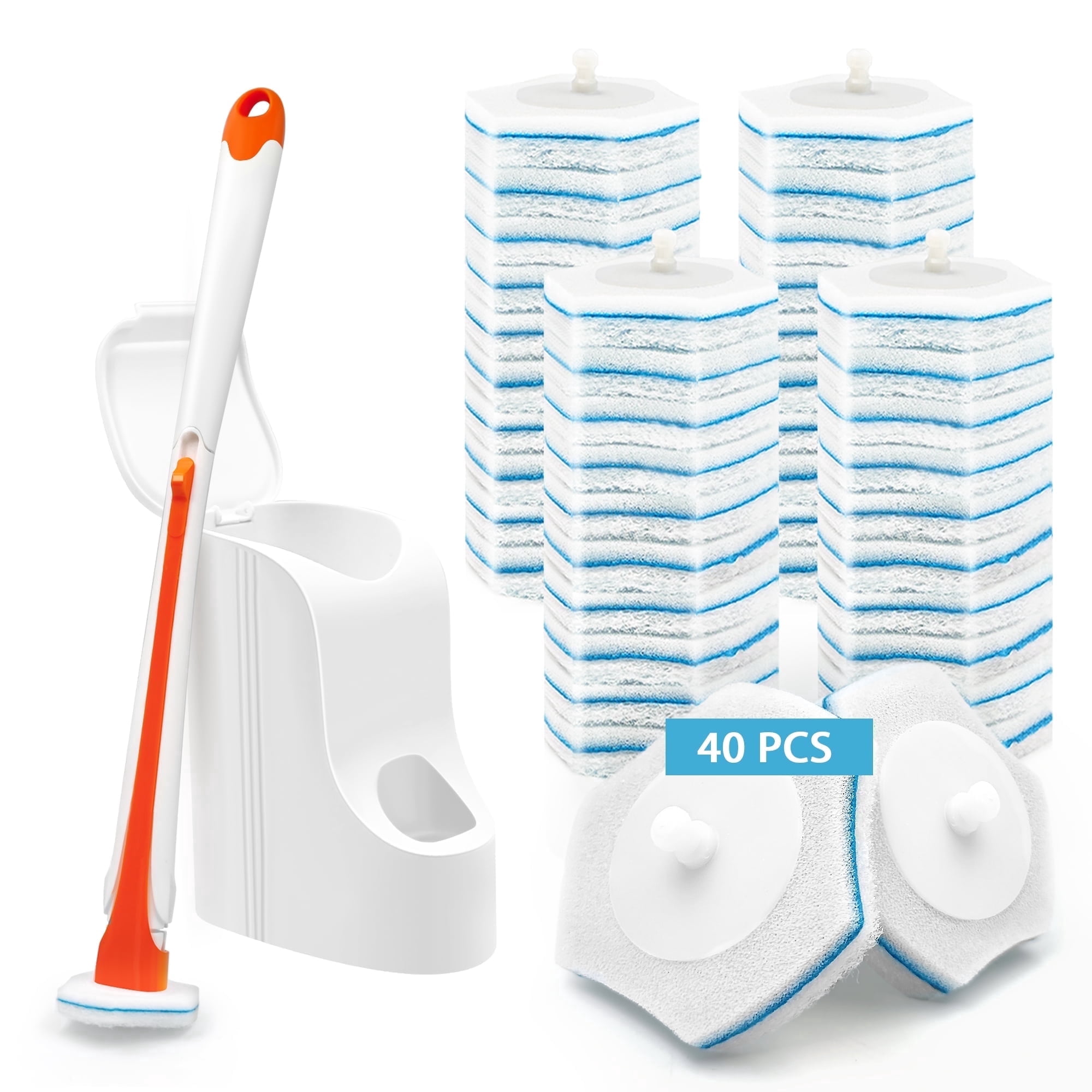 JEHONN, Disposable Toilet Brush Holder, with 40 Refills, Wall Mounted ...
