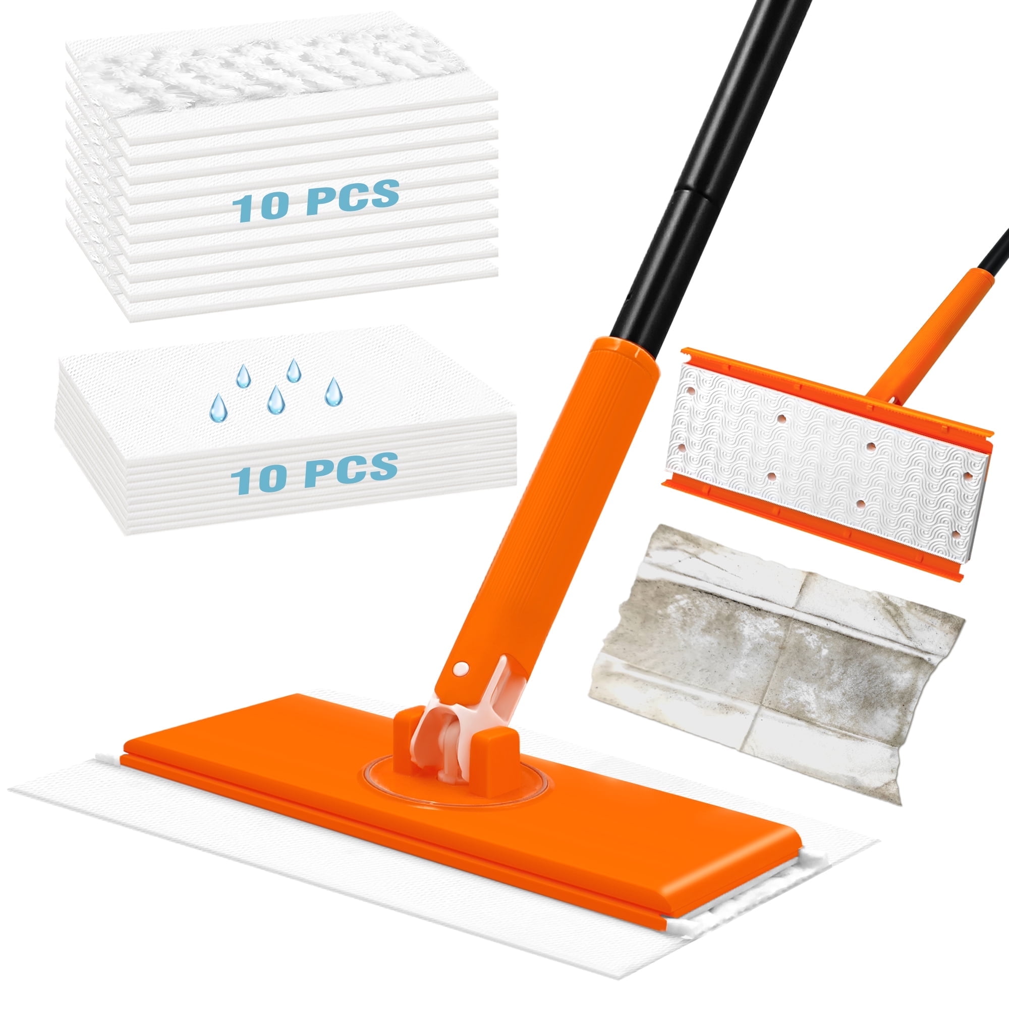 JEHONN Sweeper Mop with 2-in-1 Wet Dry Pads, 360° Rotating Head ...