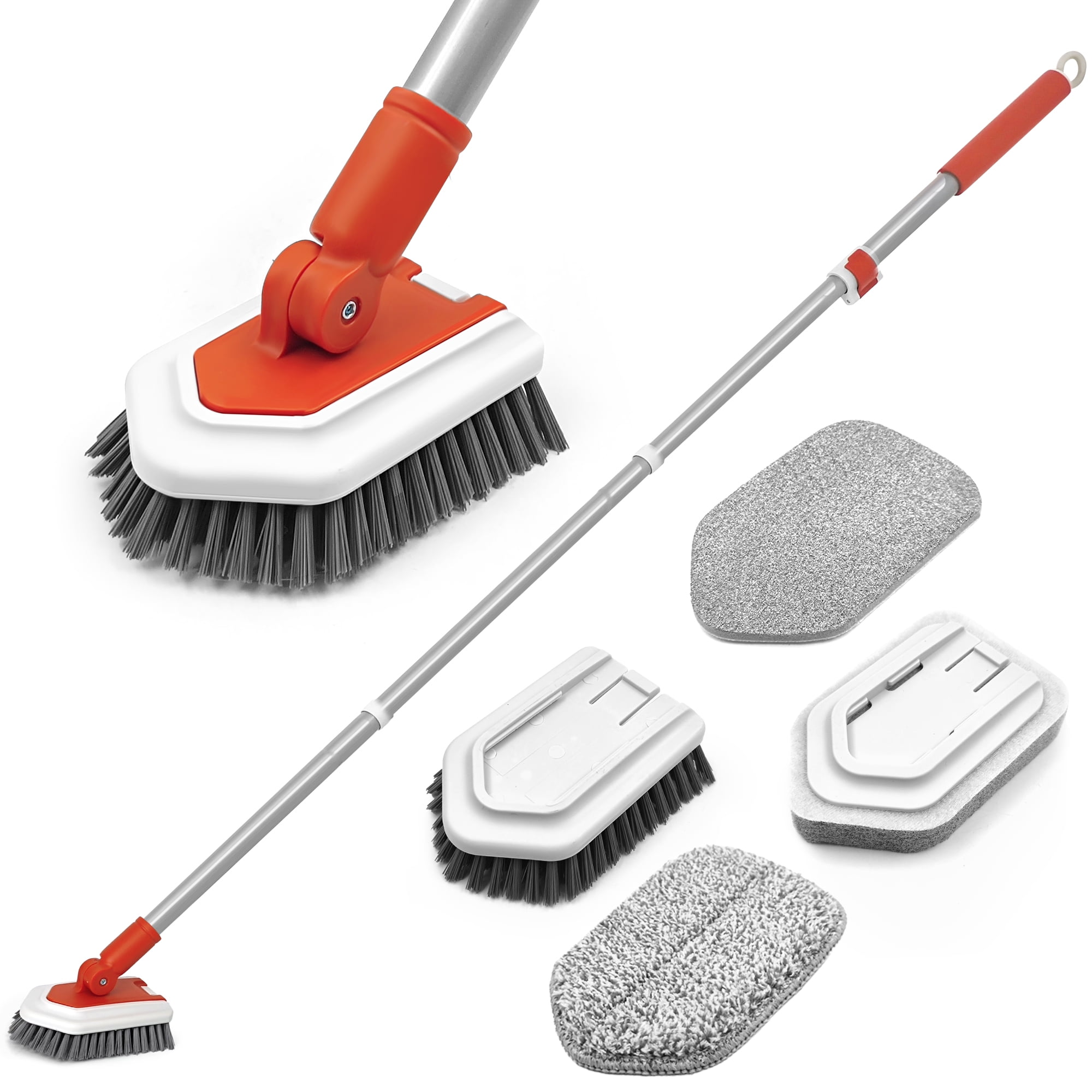 JEHONN Tub Tile Scrubber Brush with Long Handle (Red) - Walmart.com