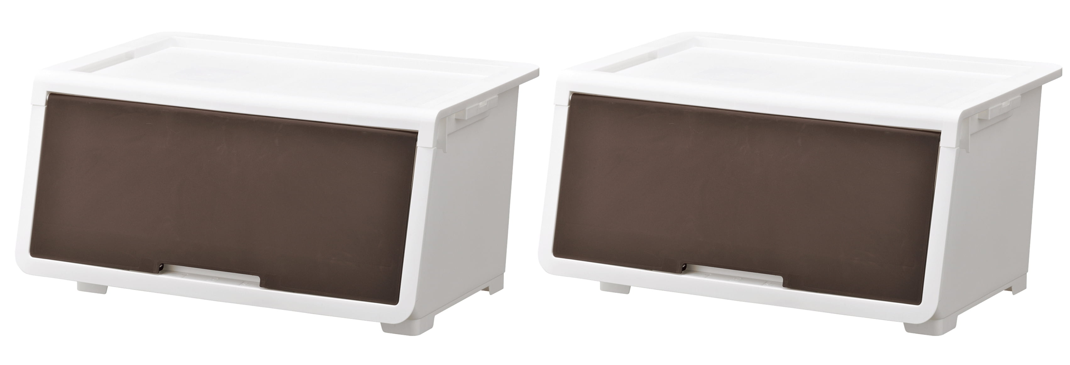 JEJ Astage Brown Bin with Flip Open Lid Large Set of 2 - Walmart.com