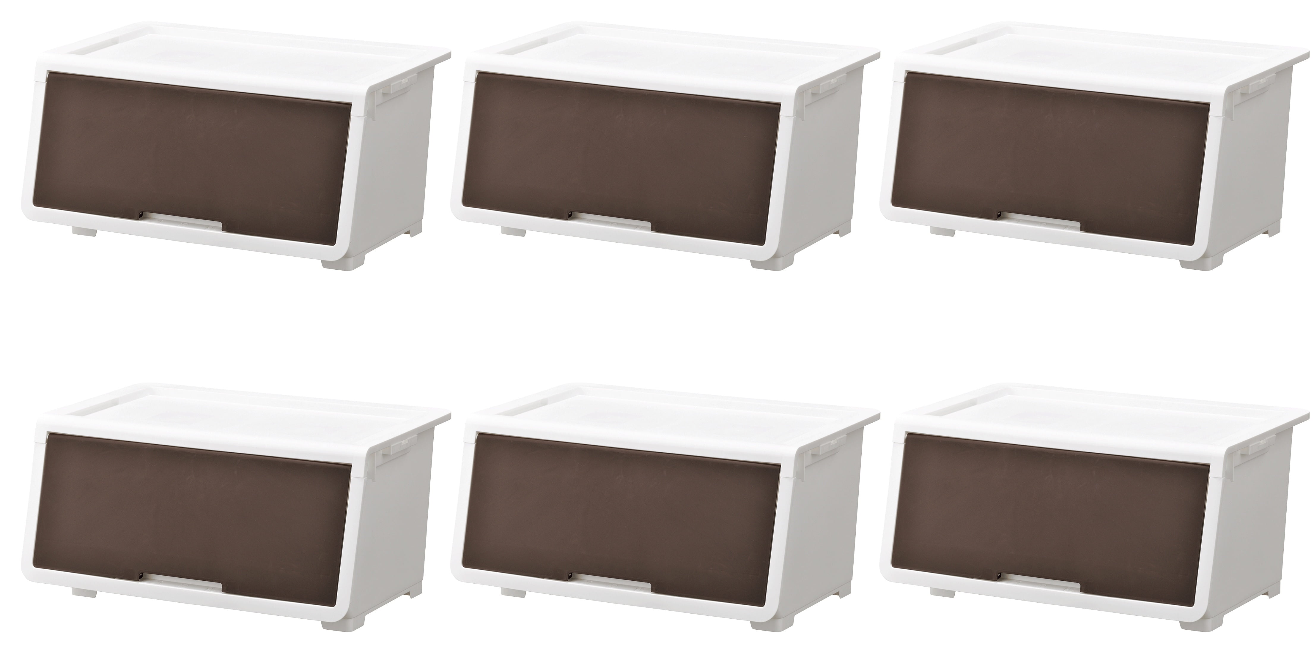 JEJ Astage Brown Bin with Flip Open Lid Large Set of 6 - Walmart.com