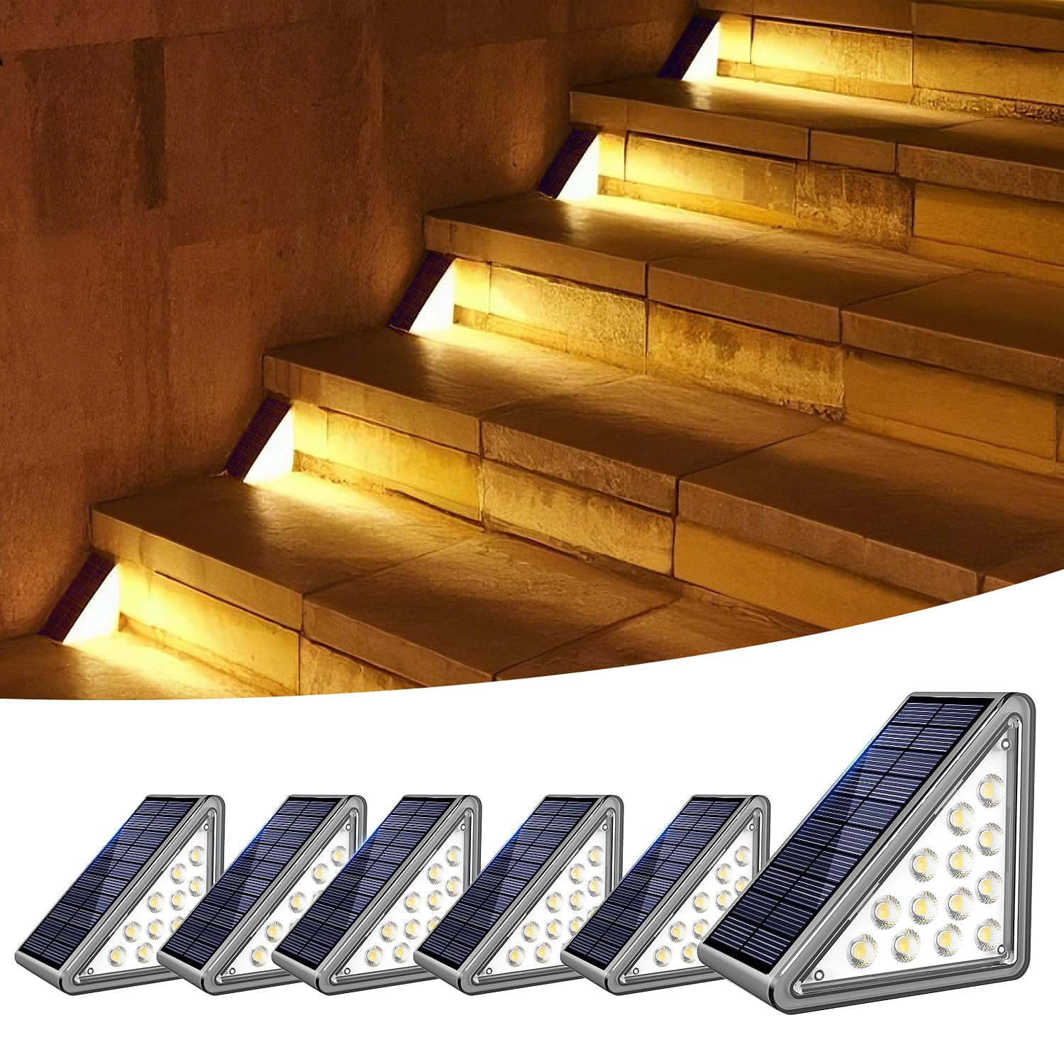 JEJOT Solar Step Lights Outdoor Stair Lights, Deck Lights Outdoor ...