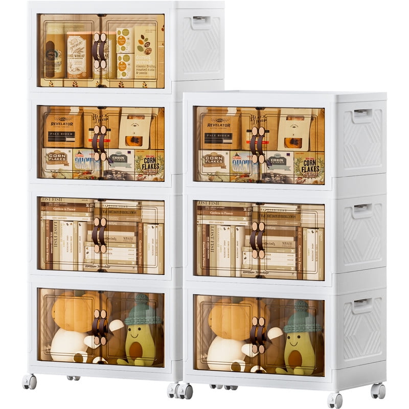 JEKO&JEKO 436Qt Stackable Storage Bins with Lids and Wheels, Foldable ...