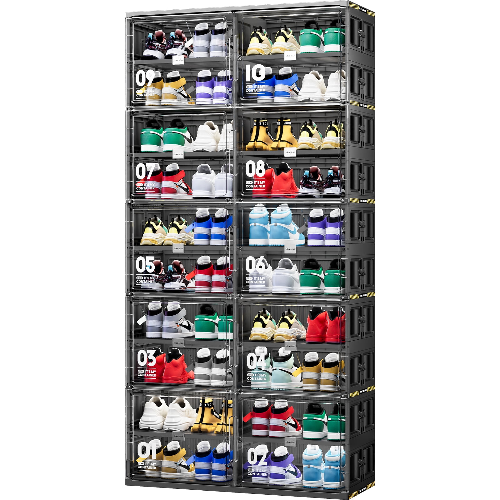 JEKO&JEKO Foldable Shoe Storage Cabinet with Magnetic Doors, 10-Tier ...