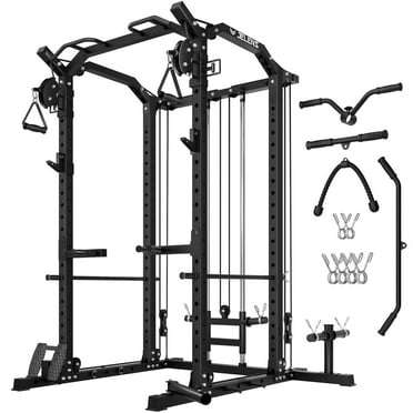 EONFITOmni Squat Cage Power Rack with Cable Crossover System Full Body ...