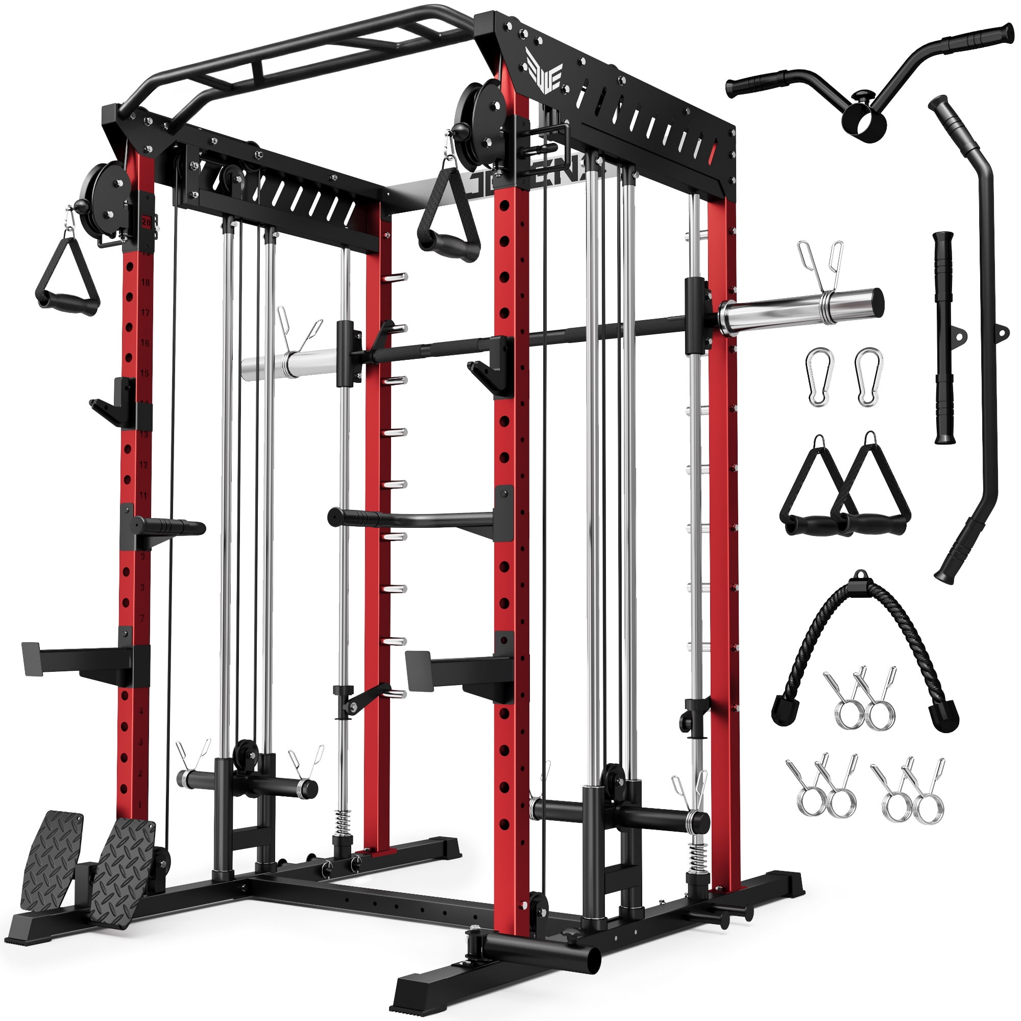 JELENS M21 Smith Machine, Multi-Function Power Cage with Dual Pulley ...