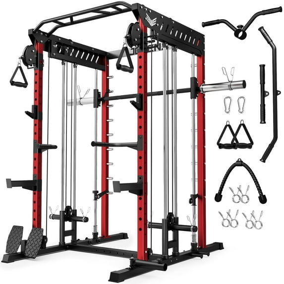 Allviate Smith Machine, Multi-Function Power Cage with Dual Pulley ...