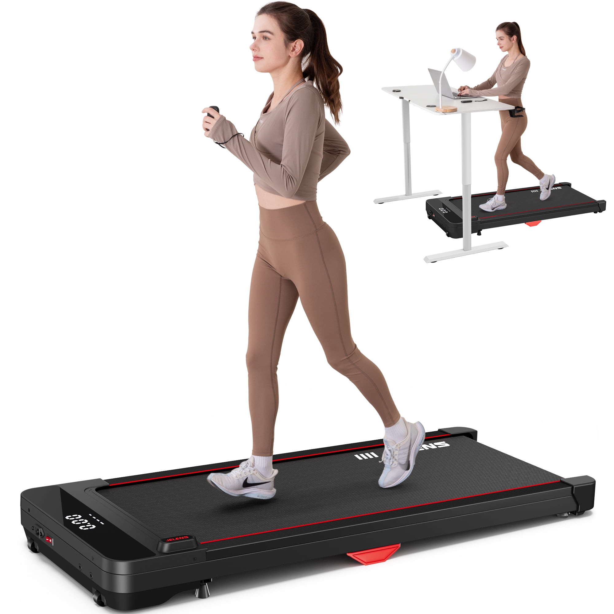 JELENS 2.5HP Under Desk Treadmill, Portable Walking Jogging Machine ...