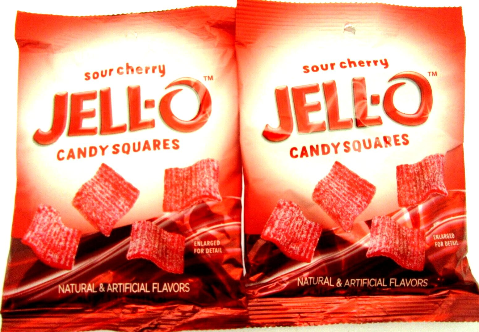 JELL-O Sour Cherry Gummy Squares Candy 3.75oz bags Jello Lot of 2 ...