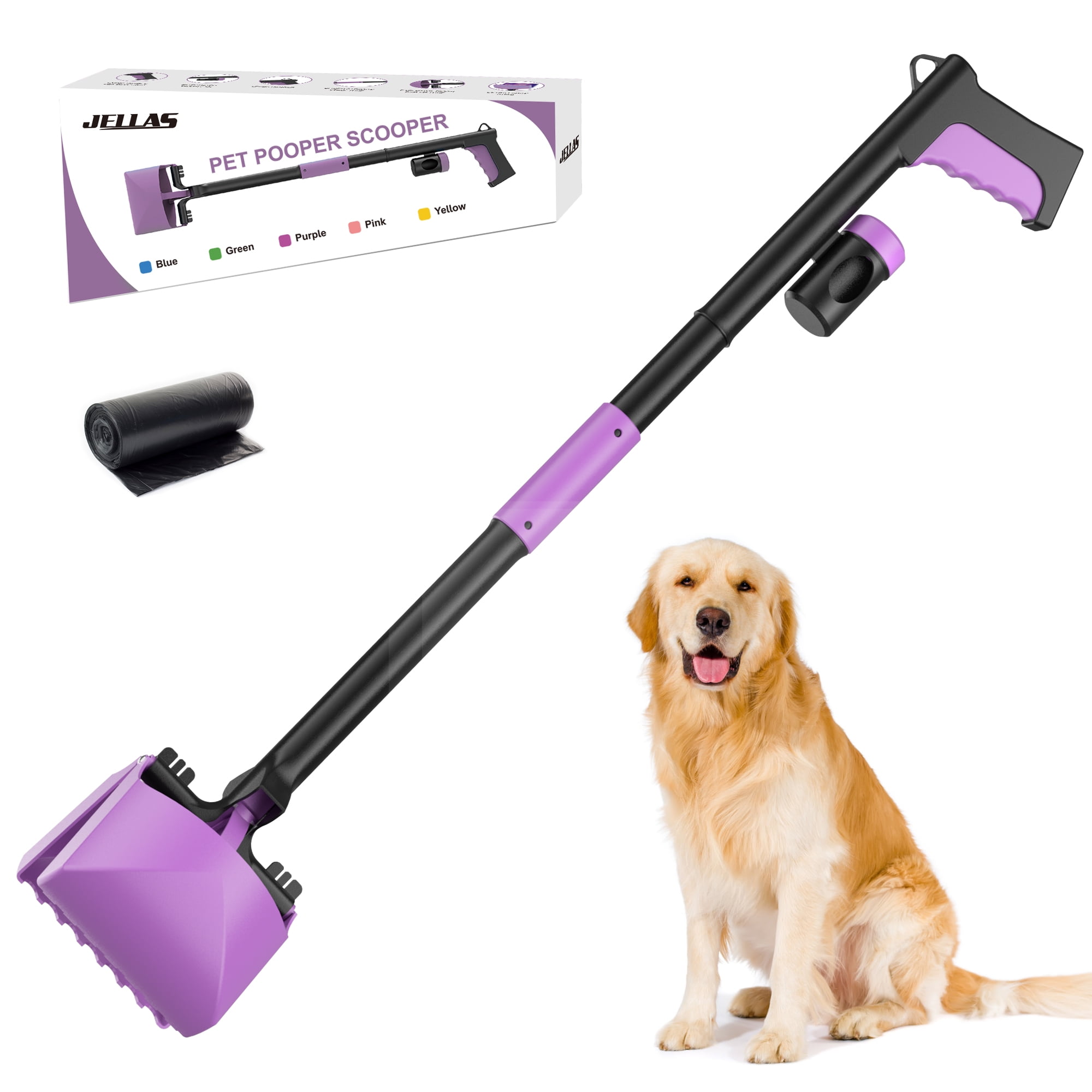 JELLAS 32" Dog Poop Scooper for Yard with Long Handle, Pet Waste Pick ...