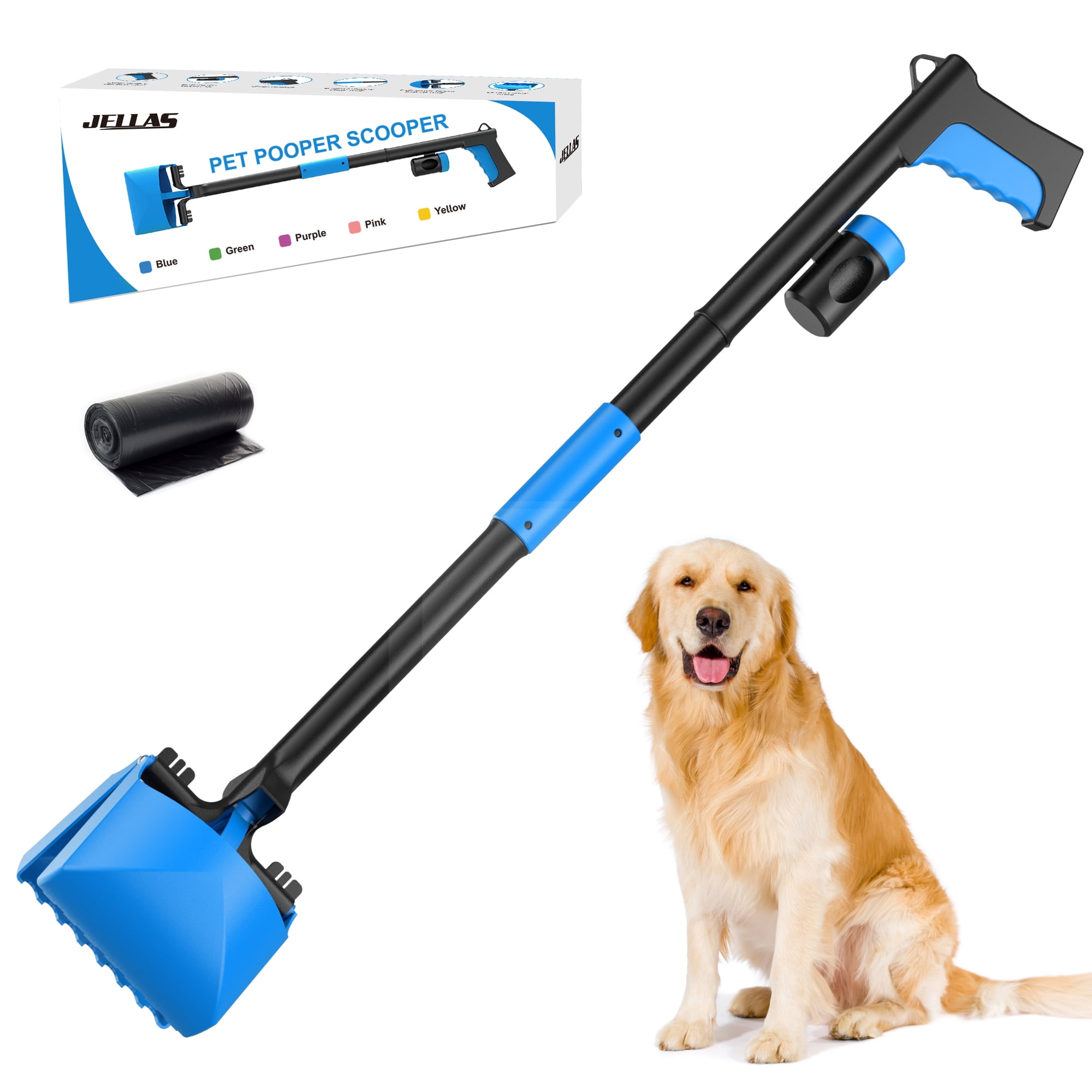 "JELLAS Large Portable Dog Poop Scooper, 32"" Foldable Long Handle for ...