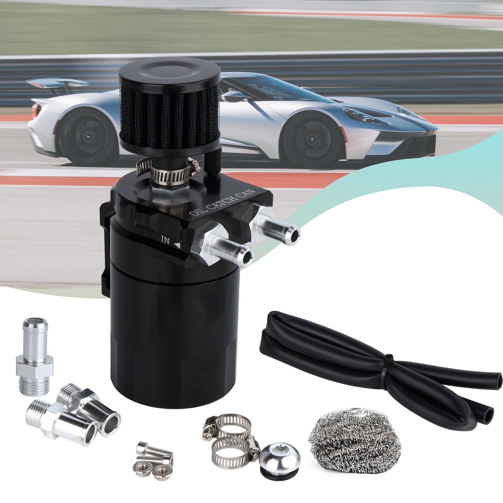 JELLOO Car Oil Catch Can Kit Universal 350ML Aluminum Baffled Oil ...