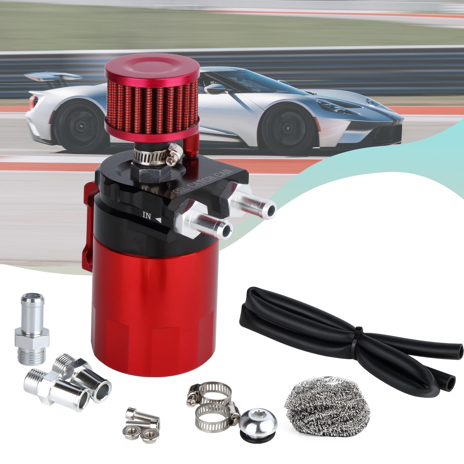 JELLOO Car Oil Catch Can Kit Universal 350ML Aluminum Baffled Oil ...
