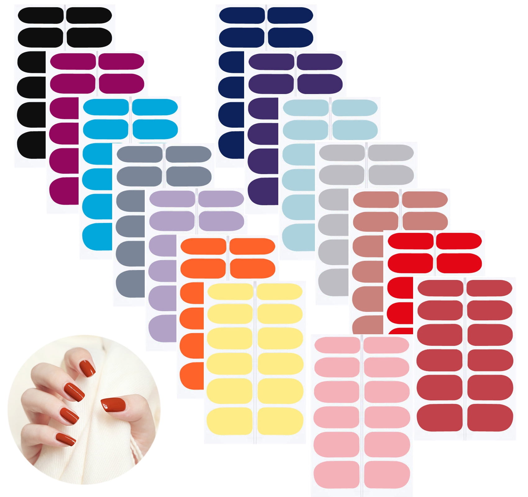 JELLOO Nail Polish Stickers for Women, 15 Sheets Full Wraps Solid Color ...