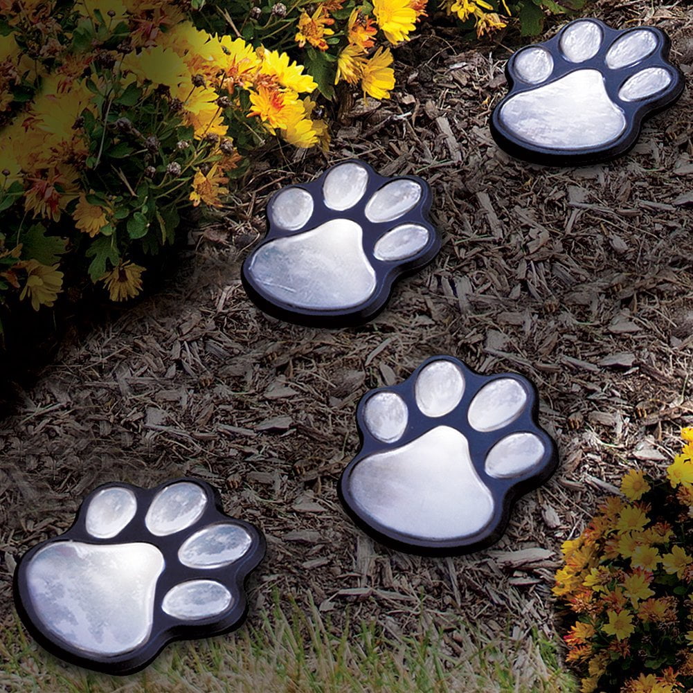 JELLOO Paw Print Lights, Glow Party Supplies 4 solar Dog Animal Paw ...