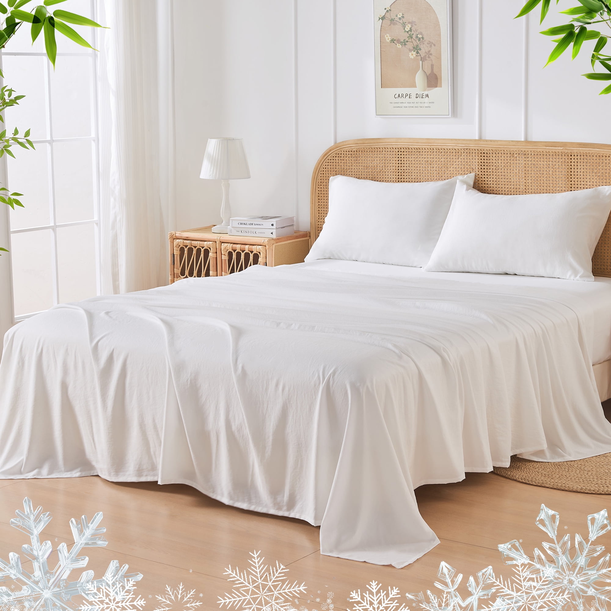 "Jellymoni Cooling Queen Sheets Set with Microfiber Bamboo, Breathable ...