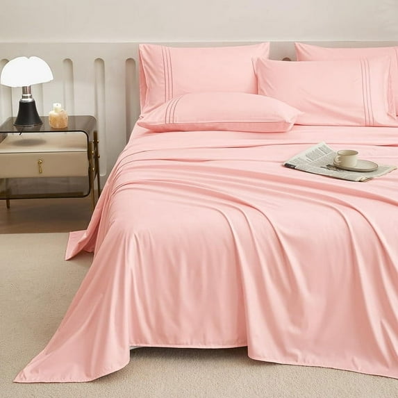 JELLYMONI 4 Pieces Luxury Soft Microfiber Sheets Set for Queen Size Bed, Deep Pocket Up to 16 ...