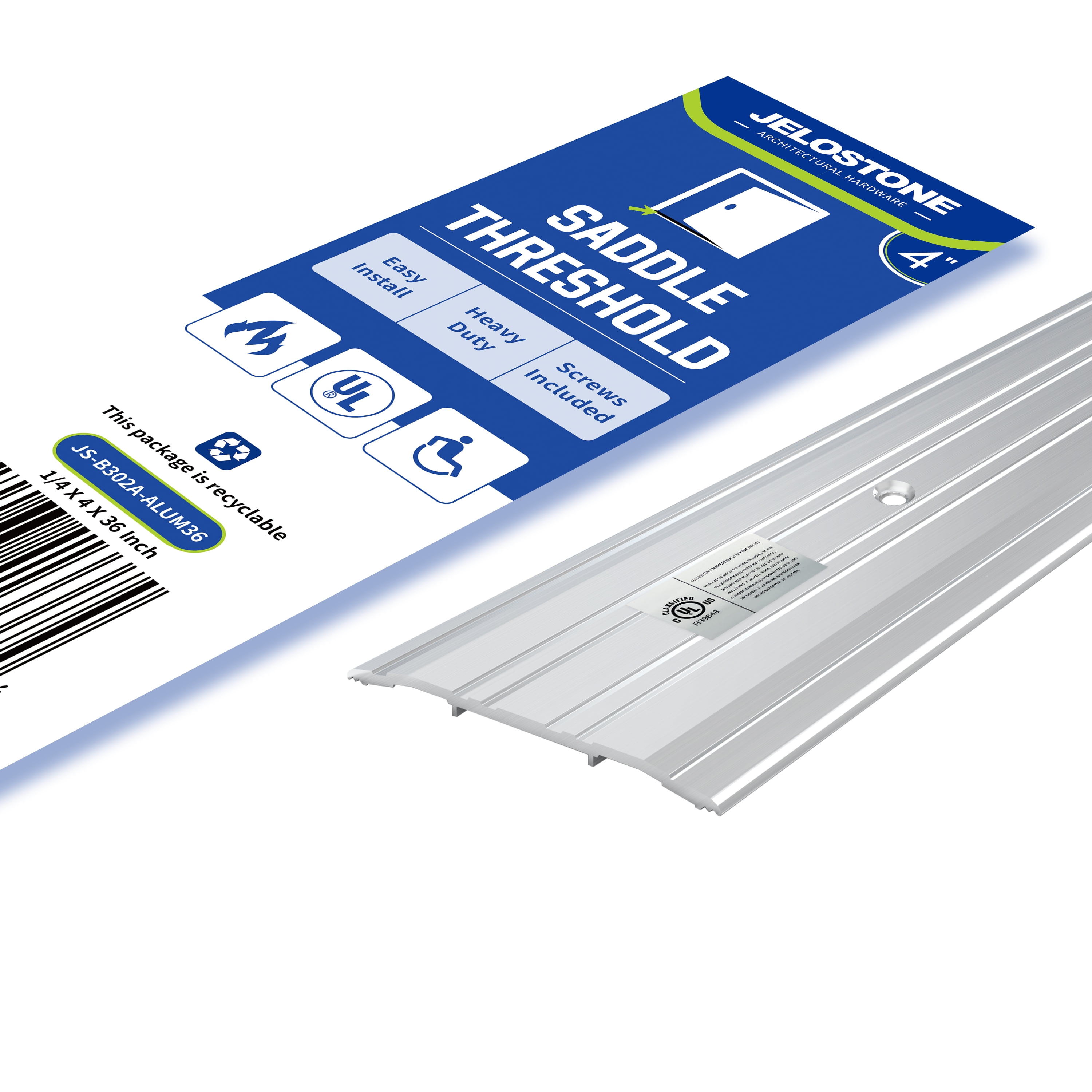 JELOSTONE 4" W x 1/4" H x 36" L - Commercial Aluminum Door Threshold ...