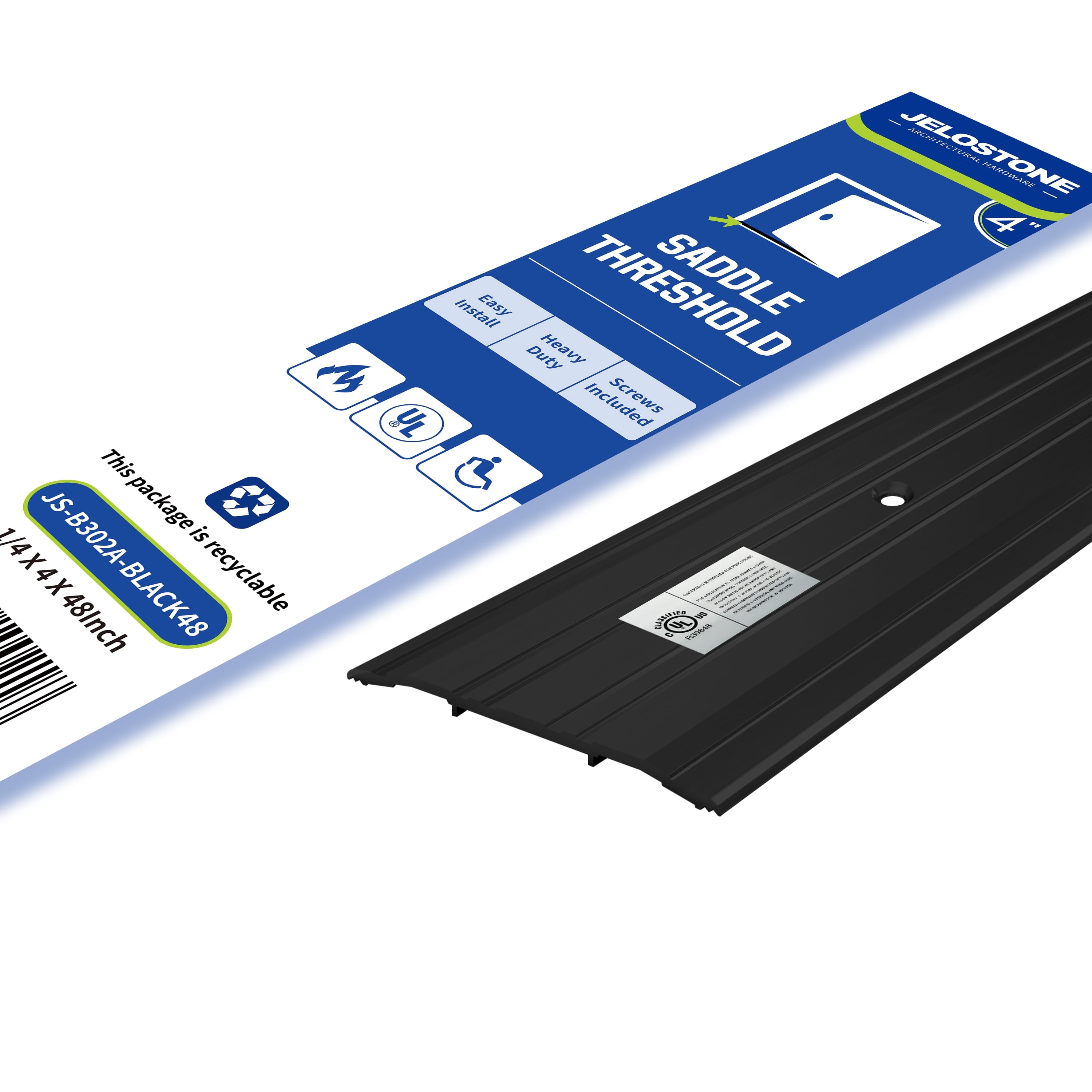 JELOSTONE 4''W x 1/4''H x 48''L Aluminum Door Threshold (Matte Black ...