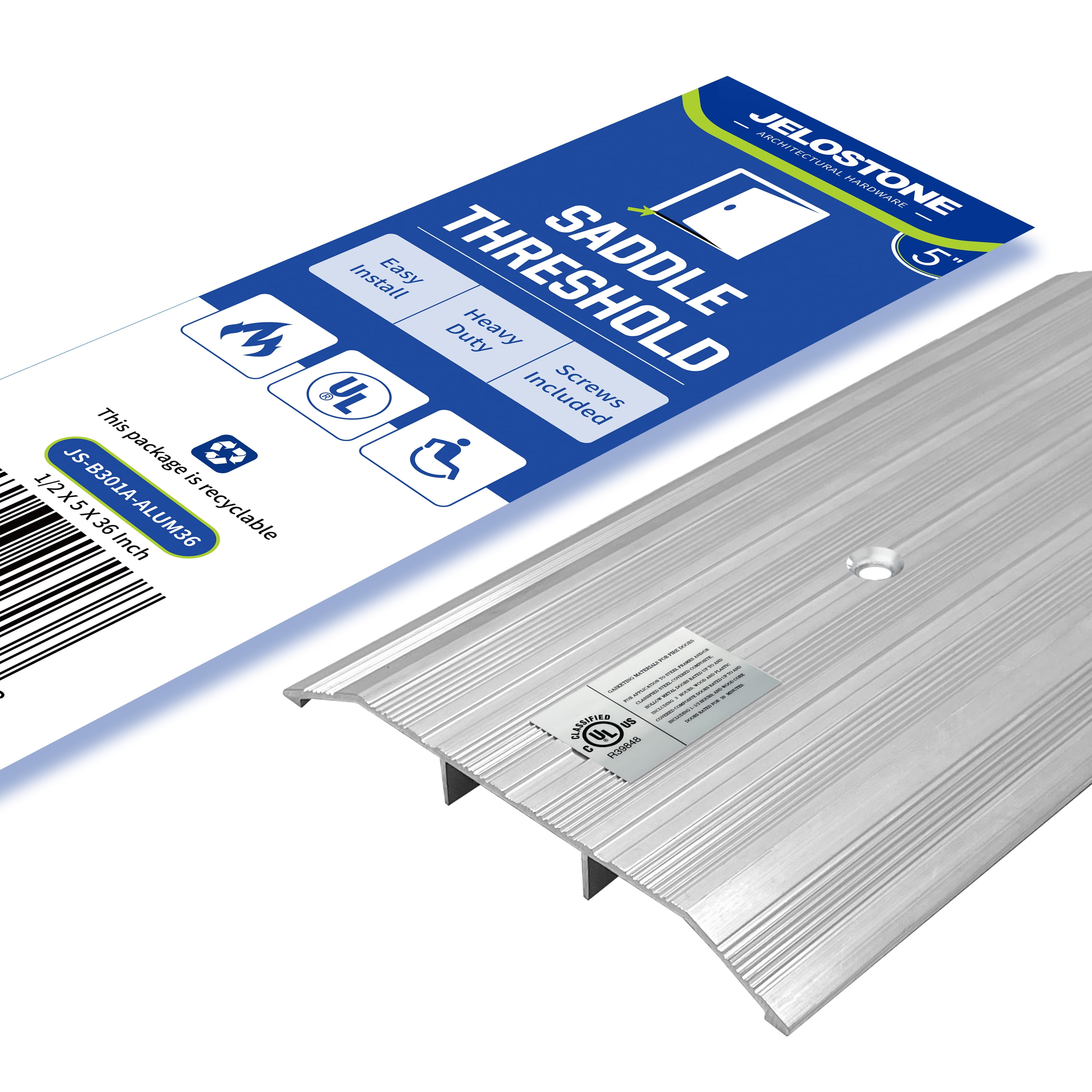 JELOSTONE 5" W x 1/2" H x 36" L - Commercial Aluminum Door Threshold ...