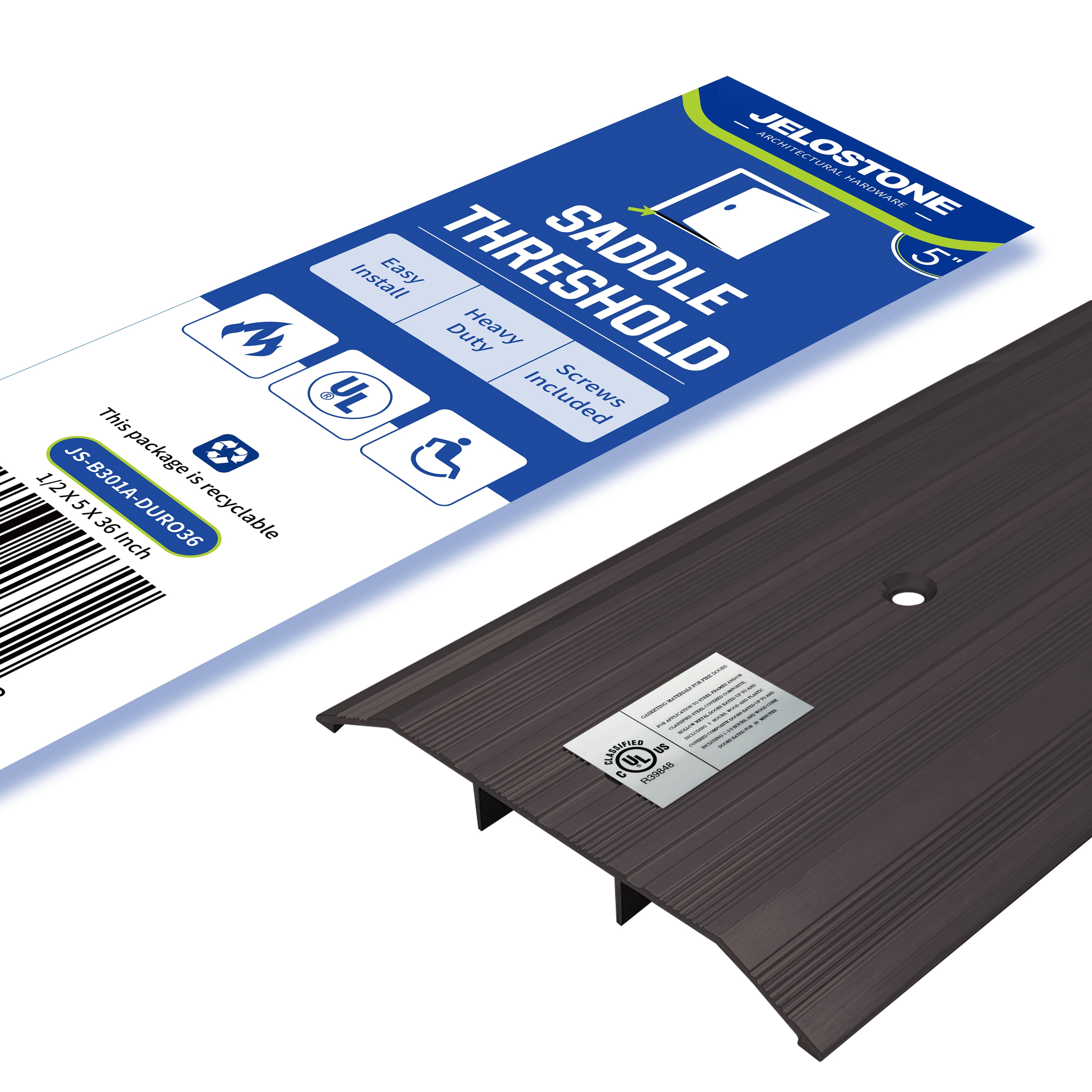 JELOSTONE 5" W x 1/2" H x 36" L - Commercial Aluminum Door Threshold ...