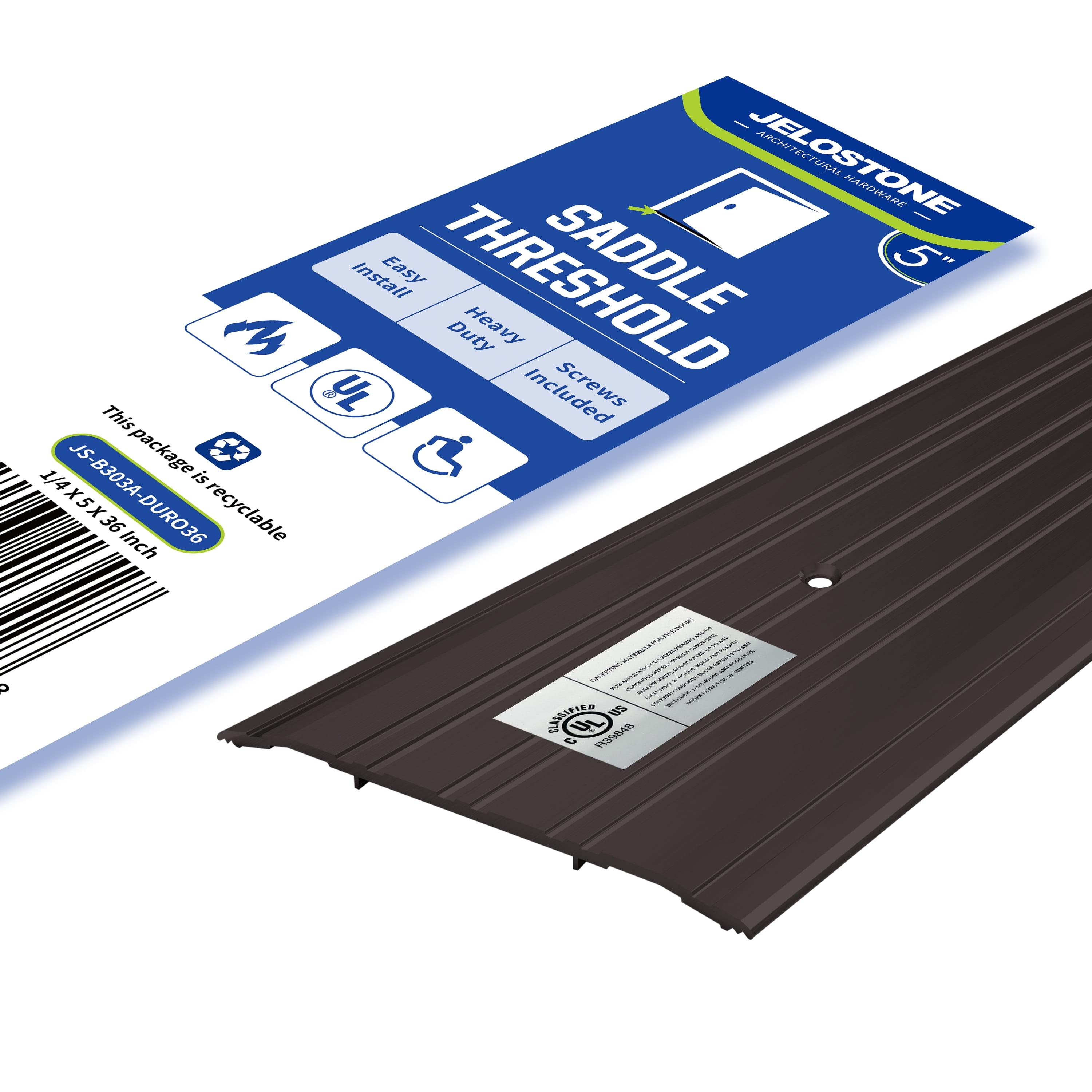 JELOSTONE 5" W x 1/4" H x 36" L - Commercial Aluminum Door Threshold ...