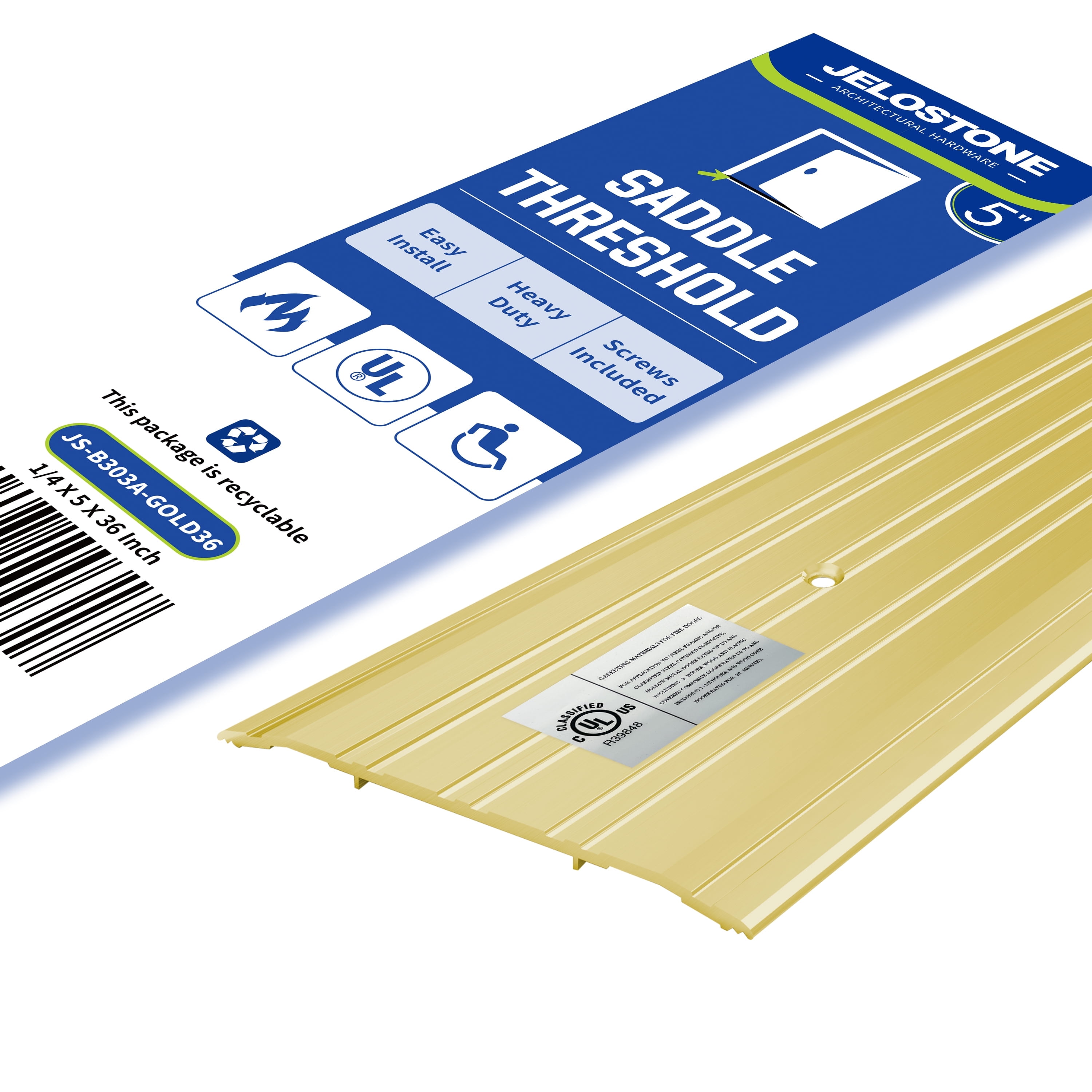 JELOSTONE 5''W x 1/4''H x 36''L - Commercial Aluminum Door Threshold ...