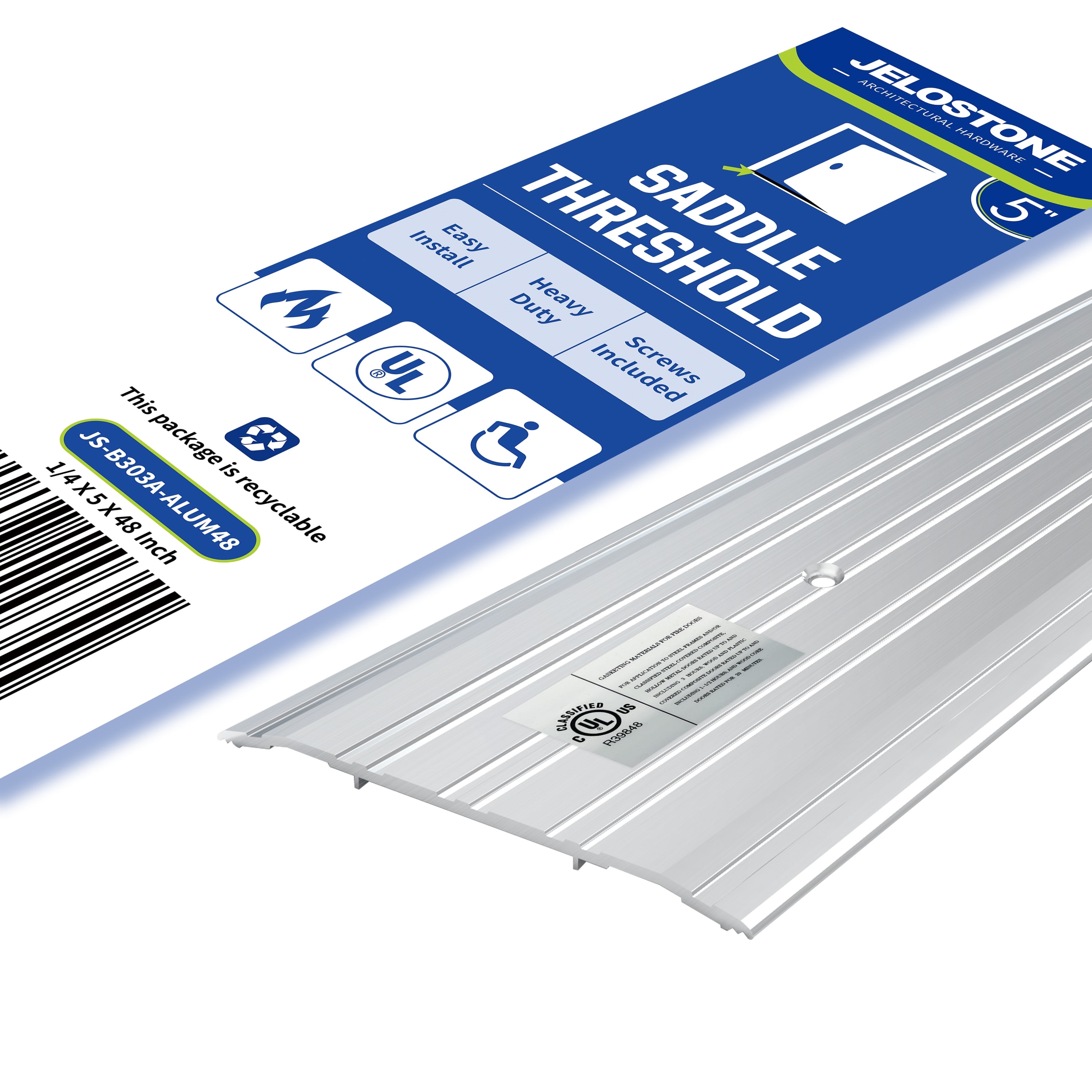 JELOSTONE 5" W x 1/4" H x 48" L - Commercial Aluminum Door Threshold ...