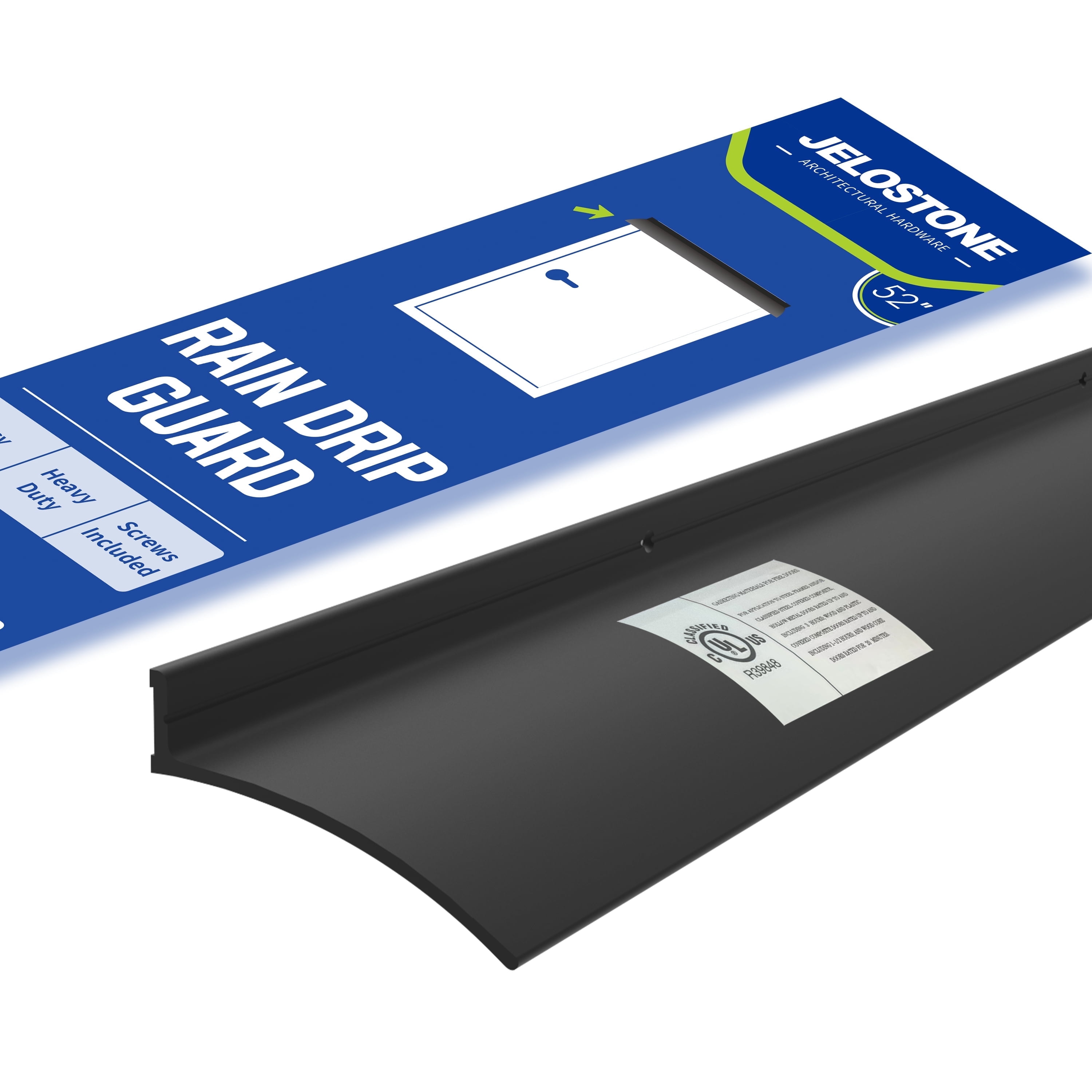 JELOSTONE 52" L x 2.5" W Commercial Grade Door Rain Drip Guard (Black ...