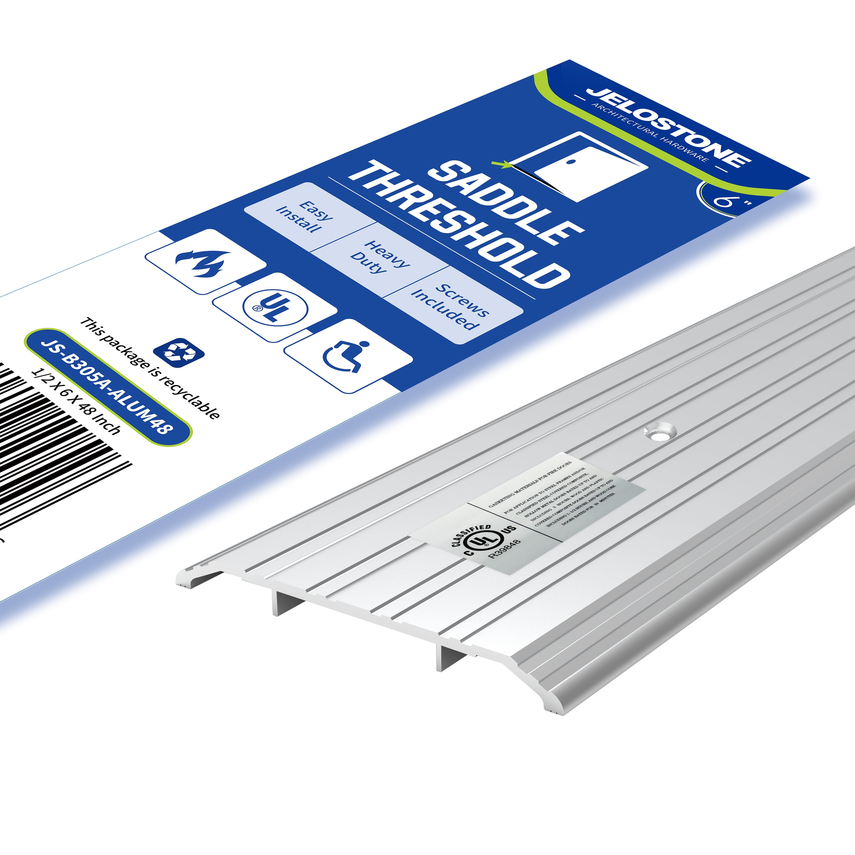JELOSTONE 6''W x 1/2''H x 48''L Heavy-Duty Aluminum Door Threshold ...