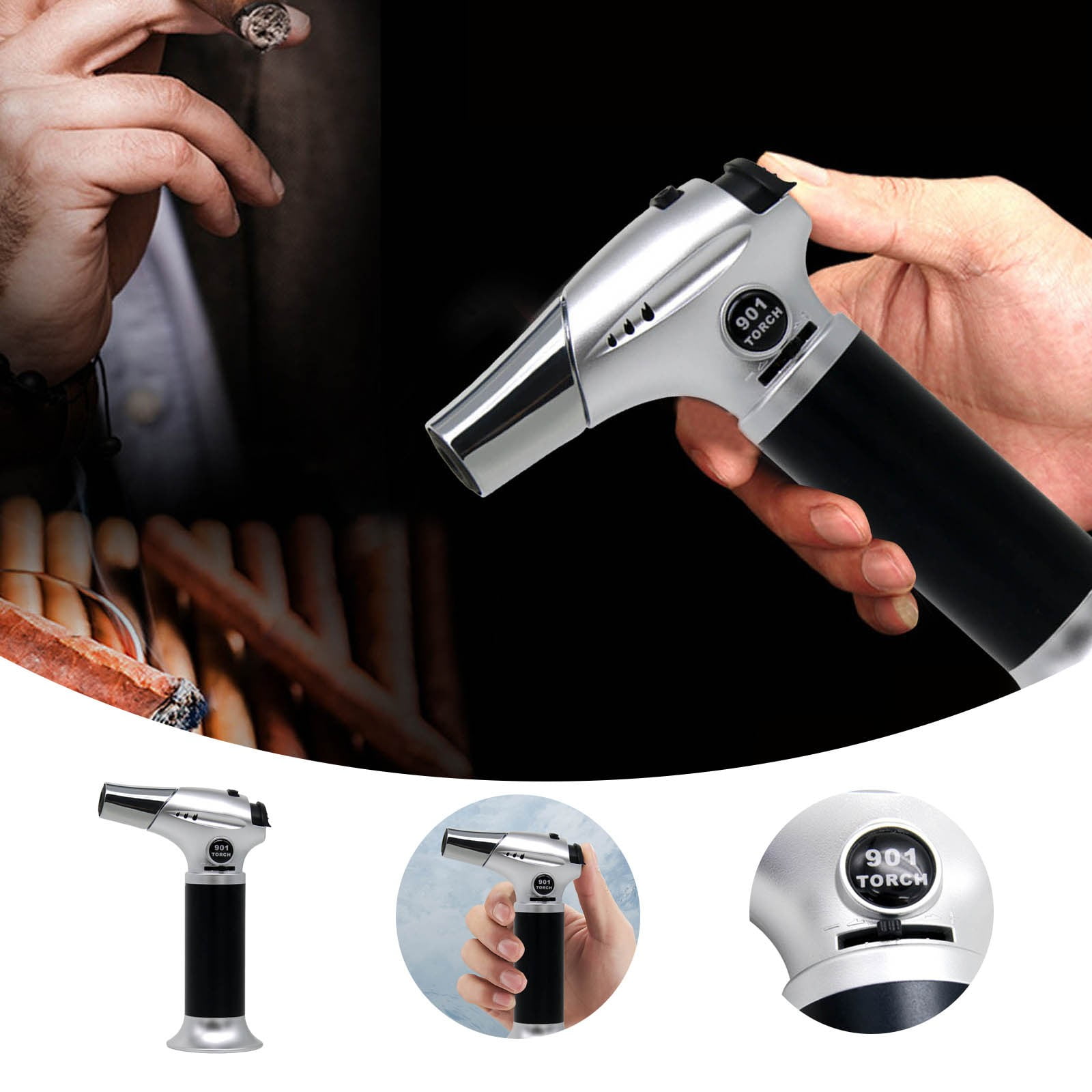 JELSUBI Butane Torch Lighter, Refillable Creme Brulee Torch with ...