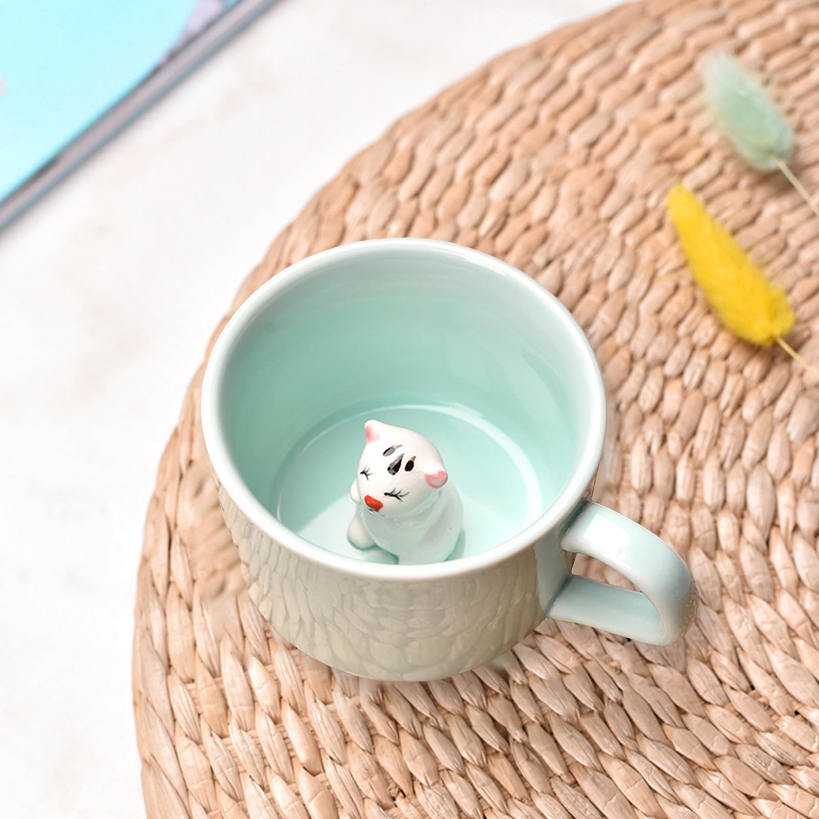 JELSUBI Ceramic Cup Hidden 3D Animal Inside Mug,Cute Cartoon Handmade ...