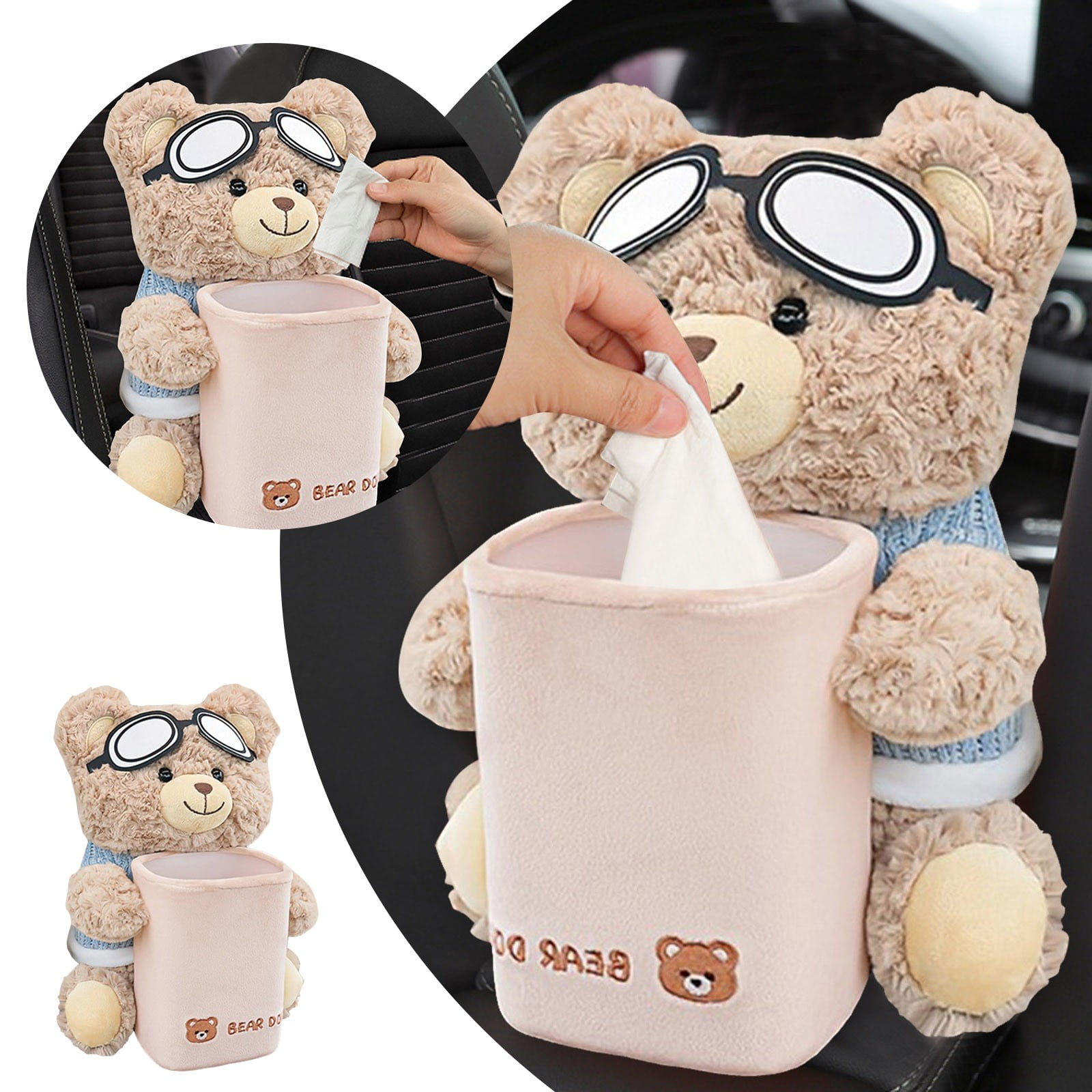 JELSUBI Creative Animal Car Tissue Holder, Cute Bear Tissue Holder and ...