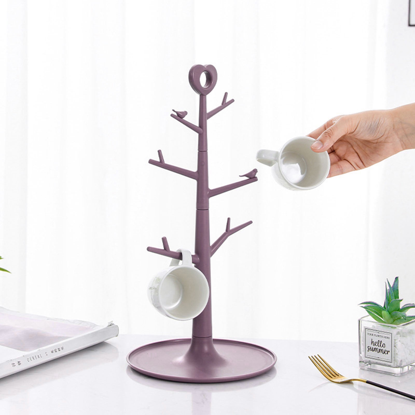 JELSUBI Cup Holders Tree, Coffee Cup Tree with 6 Hooks, Coffee Cup Rack ...