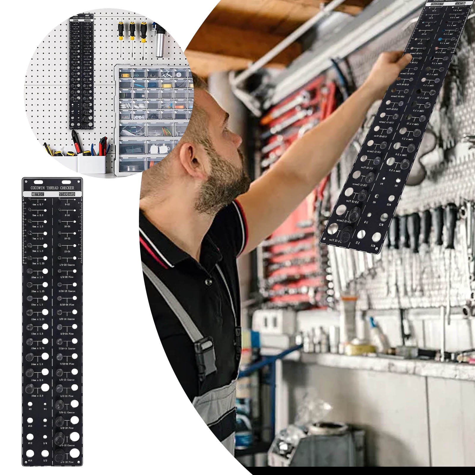 JELSUBI Nut and Bolt Thread Checker, Bolt Size Finder with 38 Drill ...