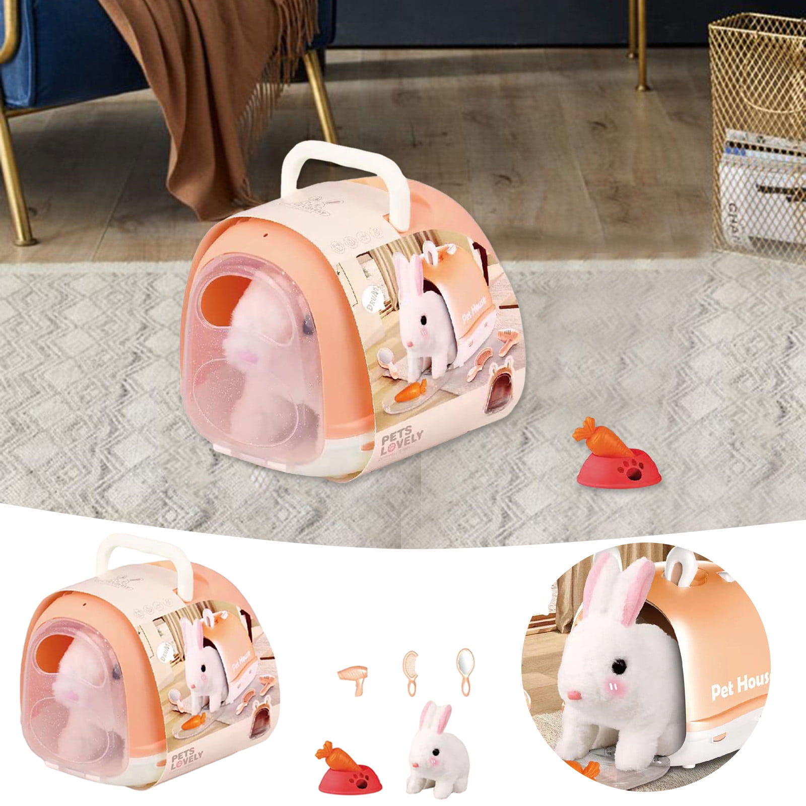 JELSUBI Pet Care Toy Set Bunny Toys for Kids, Realistic Rabbit Toys ...