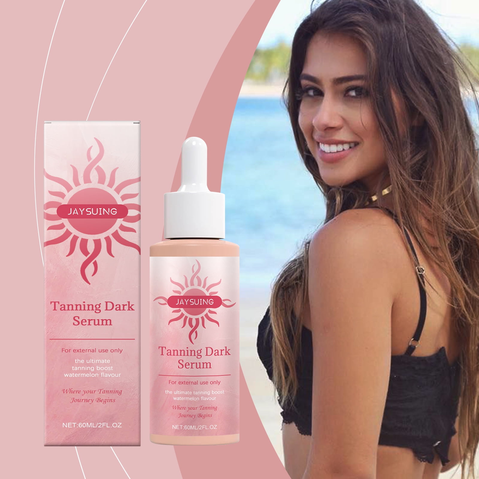 JELSUBI Self-Tanning Serum Fast Tan Glow Drops Create Dark Natural Tan Complexion Beginner ...