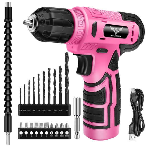 JENABOM 8V Cordless Drill, Drill Set with 3/8" Keyless Chuck, 23pcs ...